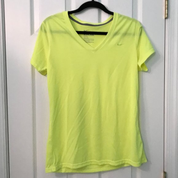Nike | Tops | Nike Dryfit Neon Yellow Shirt | Poshmark